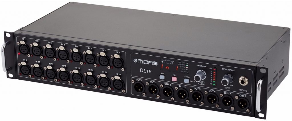 MIDAS DL16 STAGE BOX DIGITALE PER SERIE M32 CON 16 PREAMPLIFICATORI ...