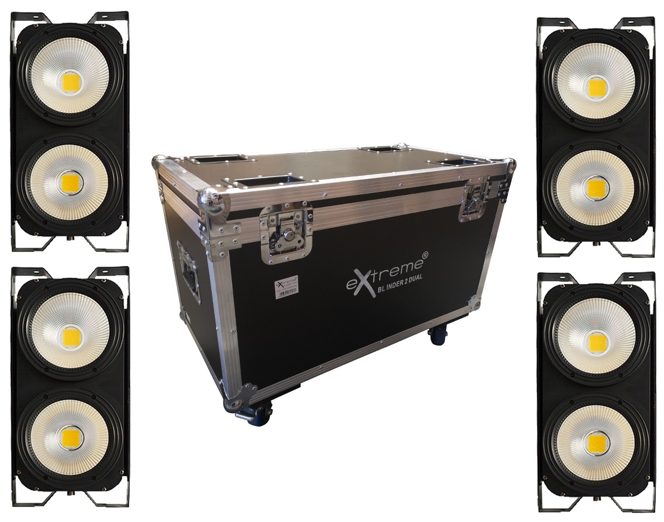 EXTREME BLINDER 2 DUAL 4 BLINDER LED 2 x 100 WATT WARM WHITE E COLD WHITE DMX - AUTO - MASTER ...